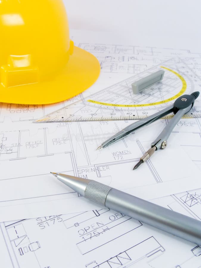Building Projects with Architect Drawing Stock Image - Image of draw ...