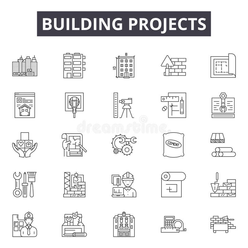 Building Projects Line Icons, Signs, Vector Set, Outline Illustration ...