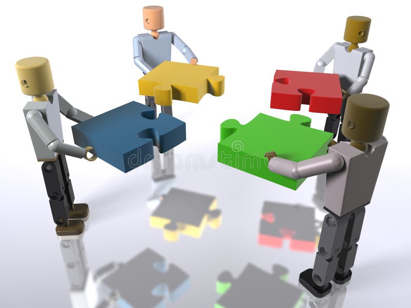 Building a puzzle stock illustration. Illustration of blue - 17213634