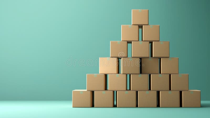 Building a Pyramid of Boxes Indoor Studio 3d Render Minimalist Design ...