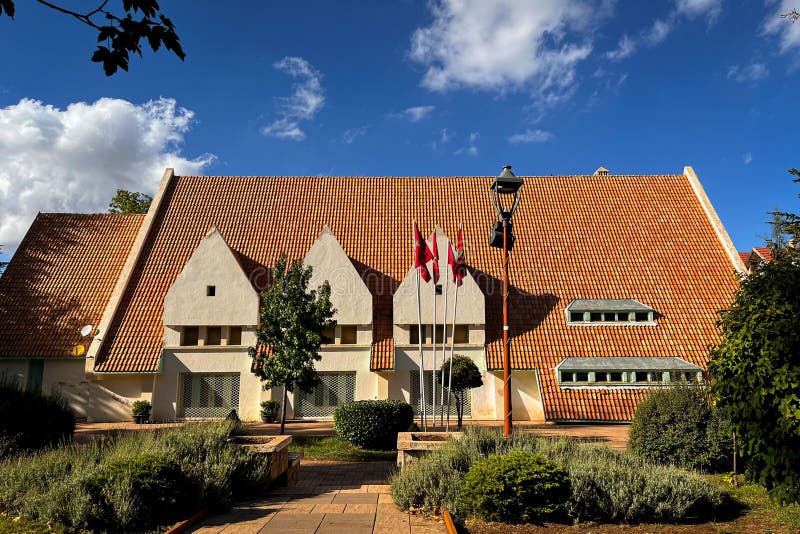 Building with Red Roof Tiles in Ifran Stock Image - Image of nature ...