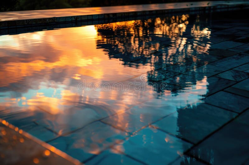 A Building Reflected in a Pool of Water Stock Image - Image of aquatic ...