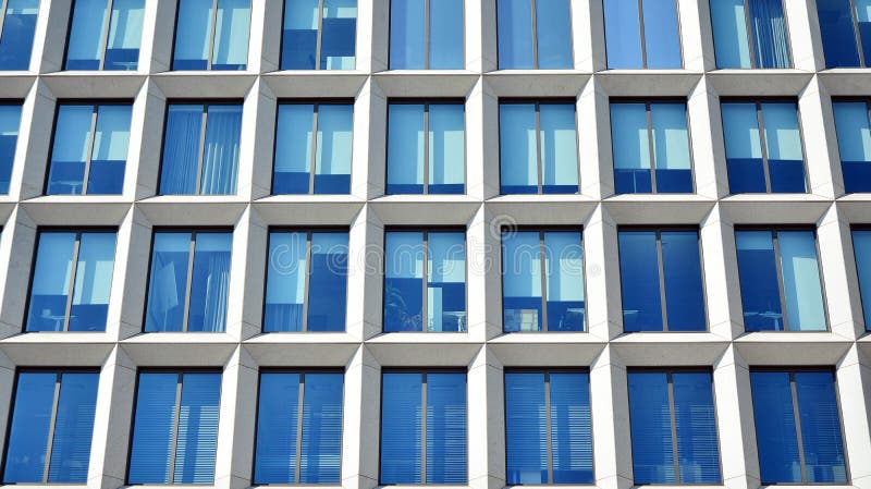 Modern Office Building Windows with Vertical Lines and Reflection ...