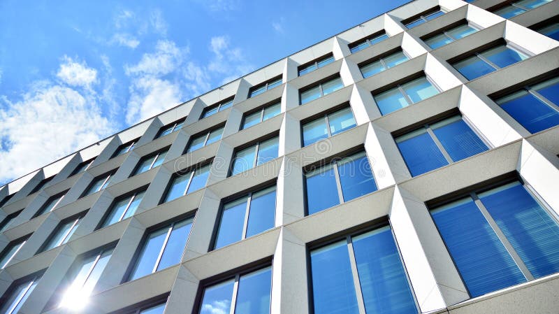 Modern Office Building Windows with Vertical Lines and Reflection ...