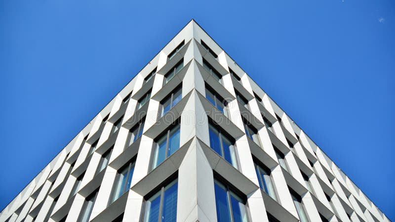 Modern Office Building Windows with Vertical Lines and Reflection ...