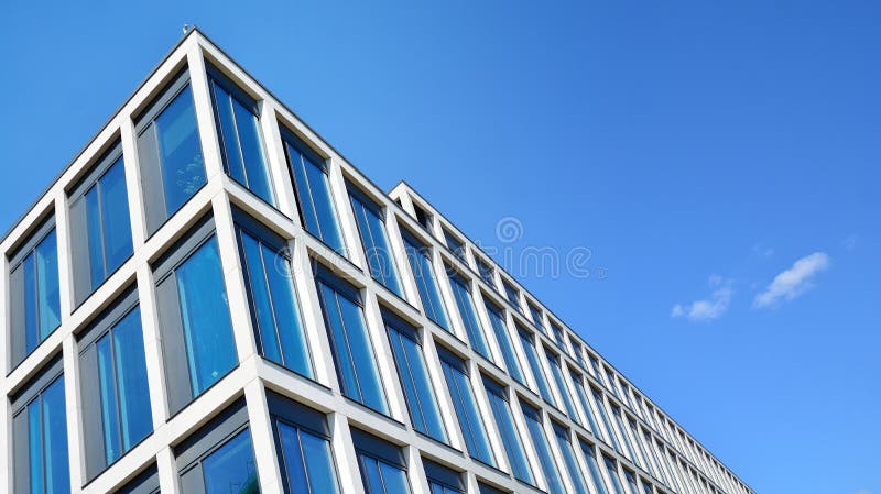 Modern Office Building Windows with Vertical Lines and Reflection ...