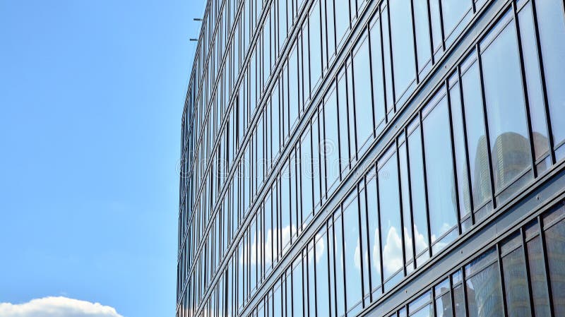 Modern Office Building Windows with Vertical Lines and Reflection ...