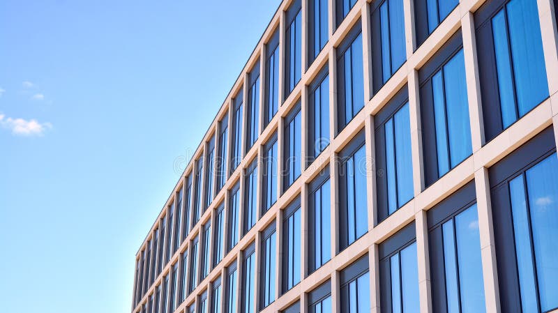 Modern Office Building Windows with Vertical Lines and Reflection ...
