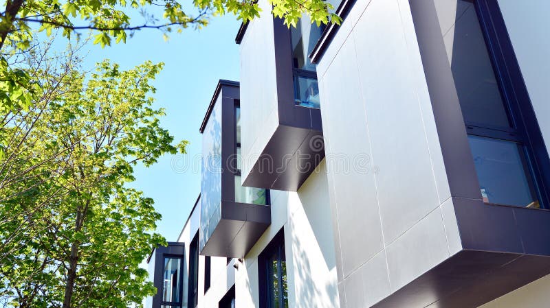 Modern Office Building Windows with Vertical Lines and Reflection ...