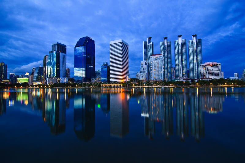 Building reflection stock photo. Image of light, evening - 26914768