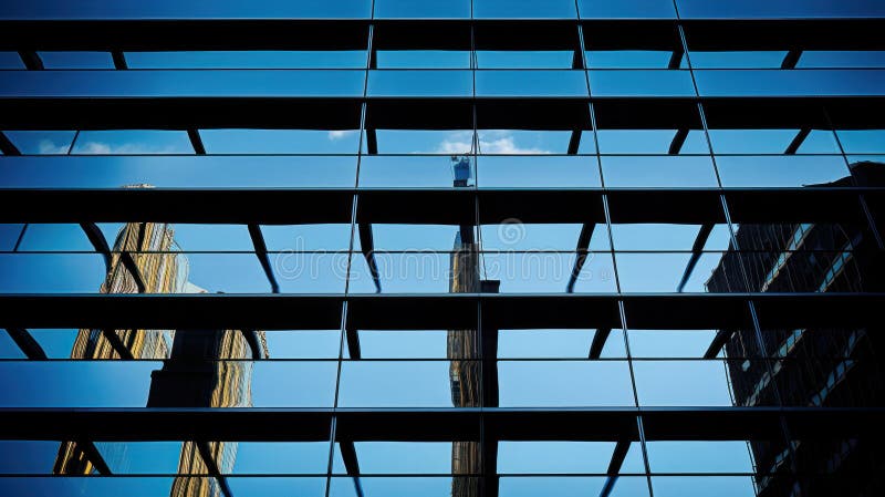 Reflection in Windows of Modern Office Building. Night Cityscape Stock ...