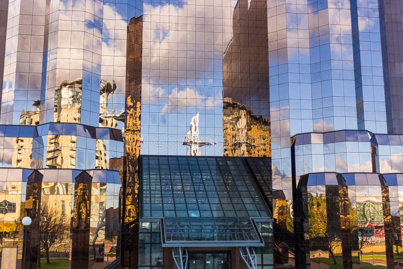 Building Reflections of a Bright Sunny Day. Stock Image - Image of roof ...