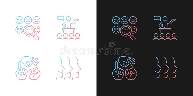 Building Relationships with People Gradient Icons Set for Dark and ...