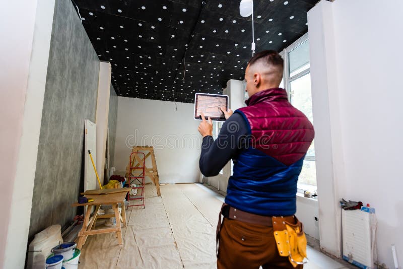 Building, Renovation, Technology and People Concept - Close Up of ...