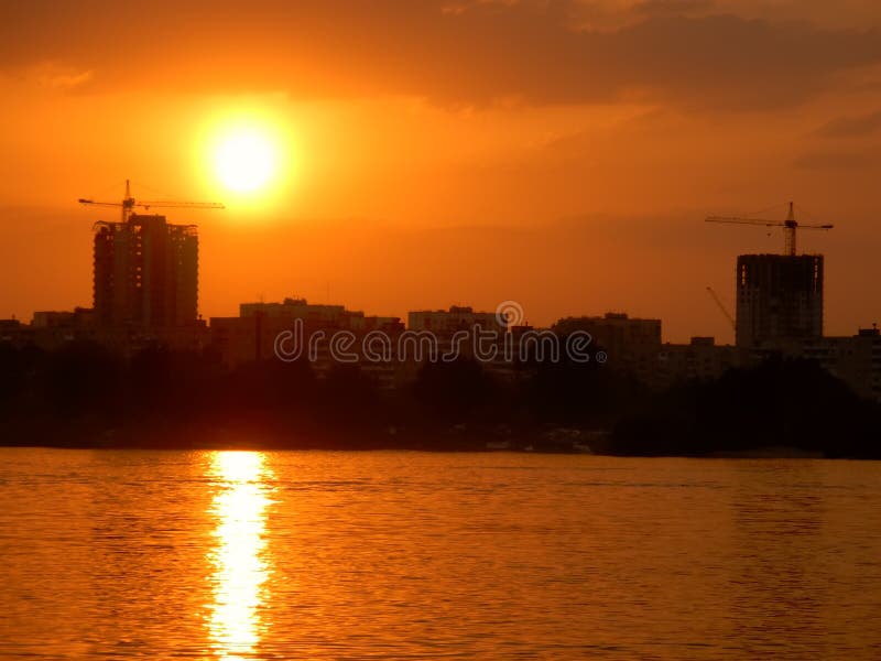 Building by river stock image. Image of edifice, sunset - 9196751
