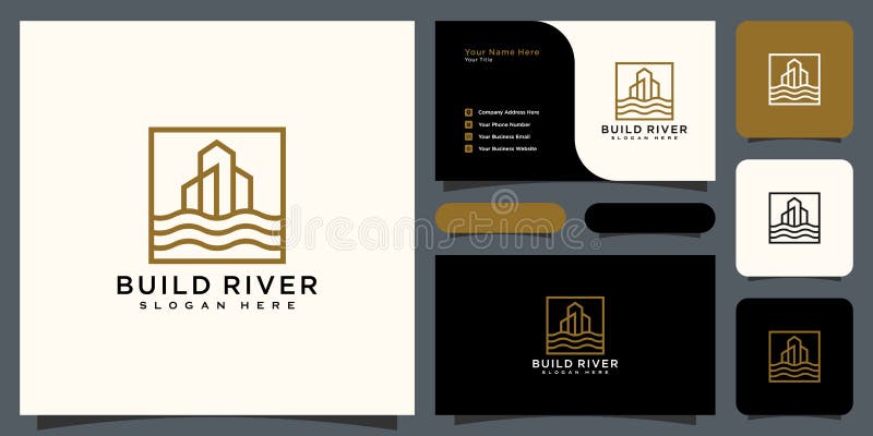 Building River Logo Vector with Business Card Design Stock Vector ...