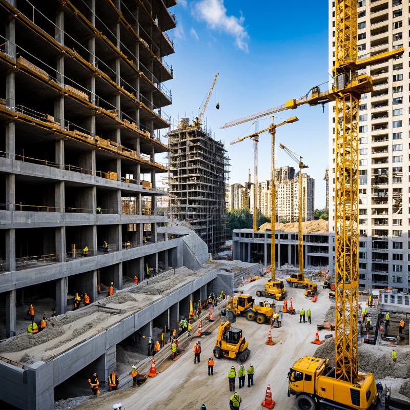 Building, Road and General Construction Works Stock Illustration - Illustration of dedicated ...