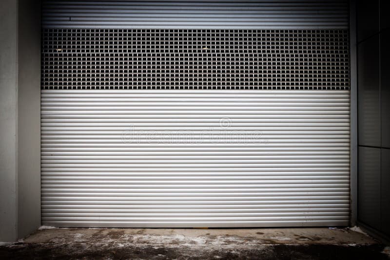 Building with Roller Shutter Door Stock Photo - Image of iron ...