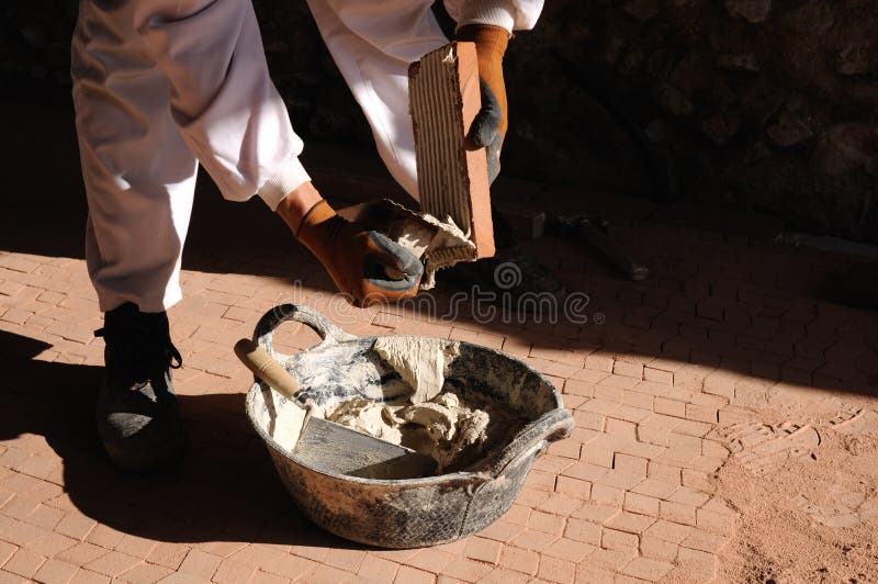 Building a Roman wall editorial stock photo. Image of gypsum - 24303888