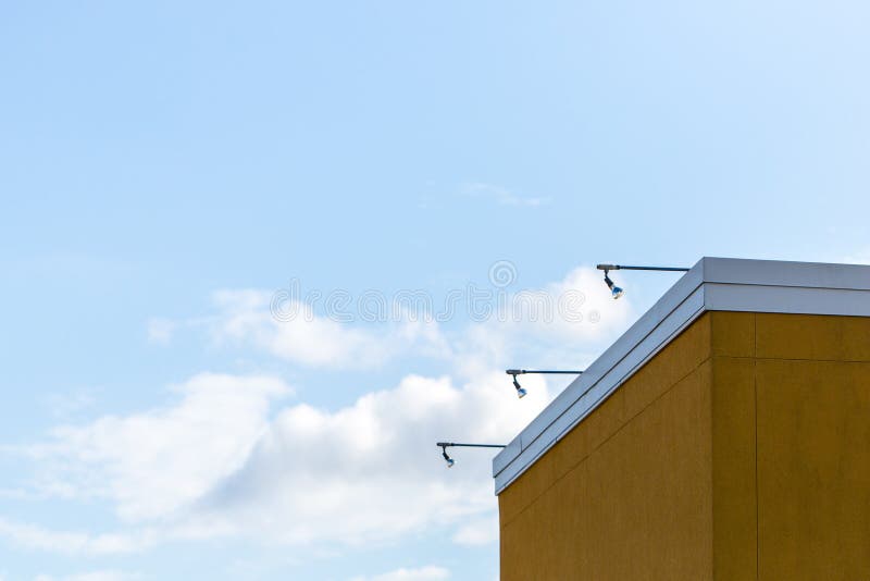 Building rooftop lights stock photo. Image of blue, landmark - 92291264