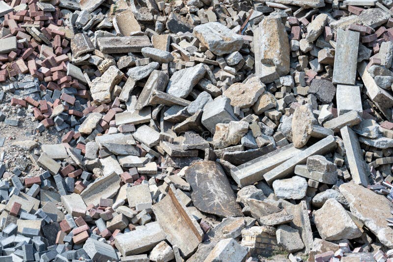 Building Rubble Concrete And Rebar Stock Image - Image of destruction ...