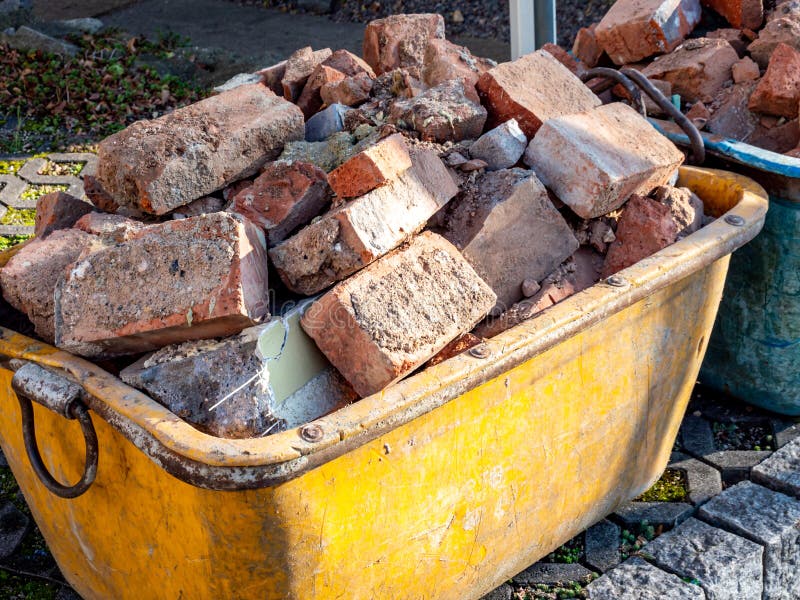 Building Rubble in Container Renovation Construction Site Stock Image ...