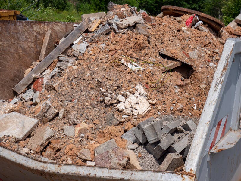 Building Rubble in the Container Renovation Stock Photo - Image of ...