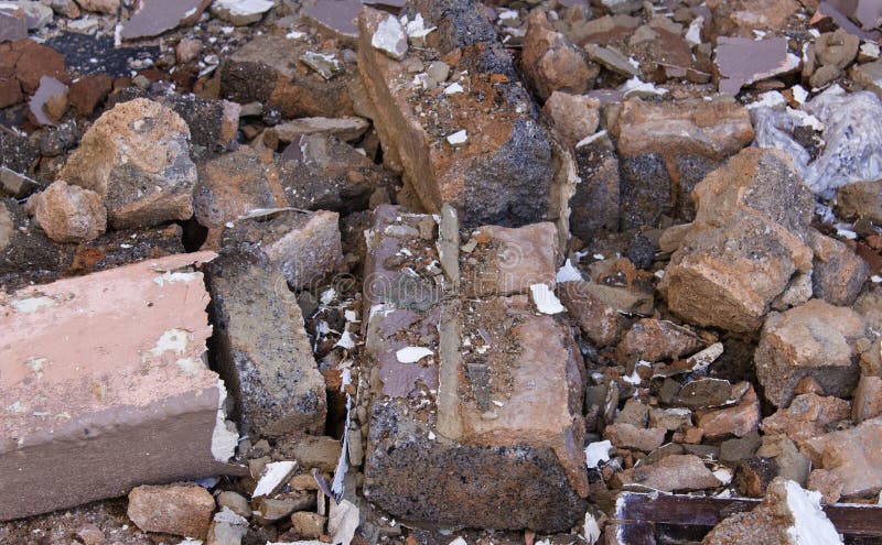 Building Rubble Concrete and Rebar Stock Image - Image of destruction ...