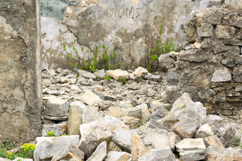 Building of Ruins with Text Dionis Stock Photo - Image of history ...