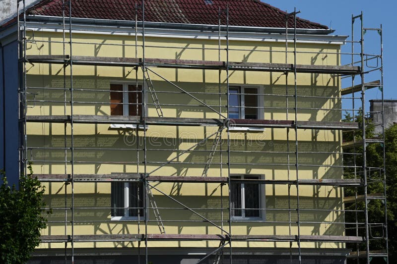 A Building with Scaffolding for Repair or Construction Work Stock Photo ...