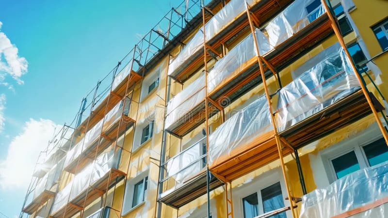 A Building with Scaffolding on the Side of it Stock Footage - Video of ...