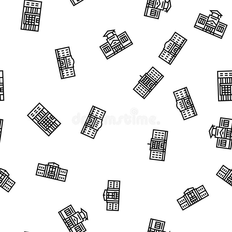 Building School Exterior Modern Seamless Pattern Vector Stock ...