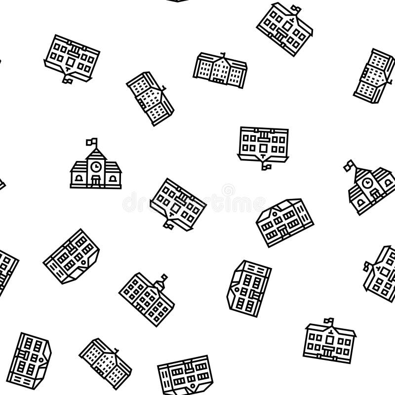 Building School Exterior Modern Seamless Pattern Vector Stock ...