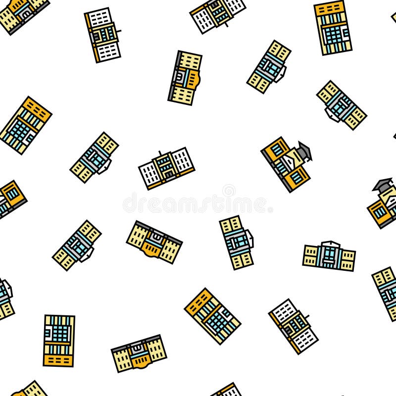 Building School Exterior Modern Seamless Pattern Vector Stock ...
