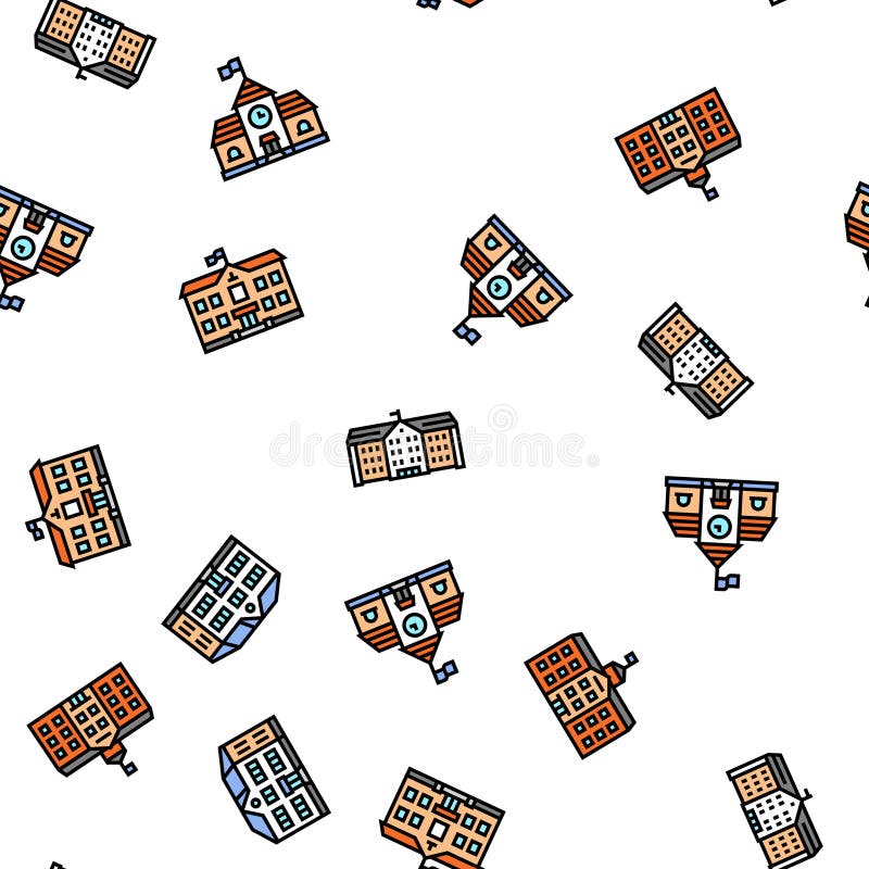 Building School Exterior Modern Seamless Pattern Vector Stock ...