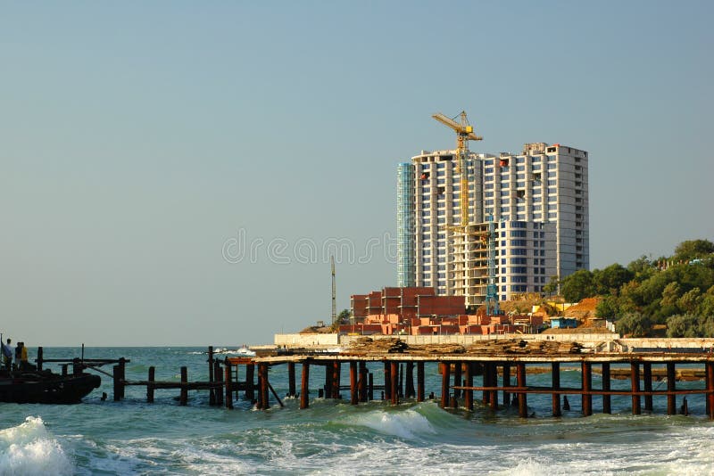 Building at sea stock photo. Image of cityscape, beach - 3198620
