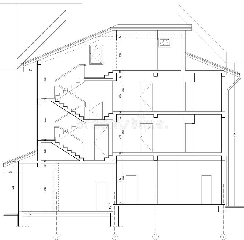 Building section drawing stock illustration. Illustration of drawing ...