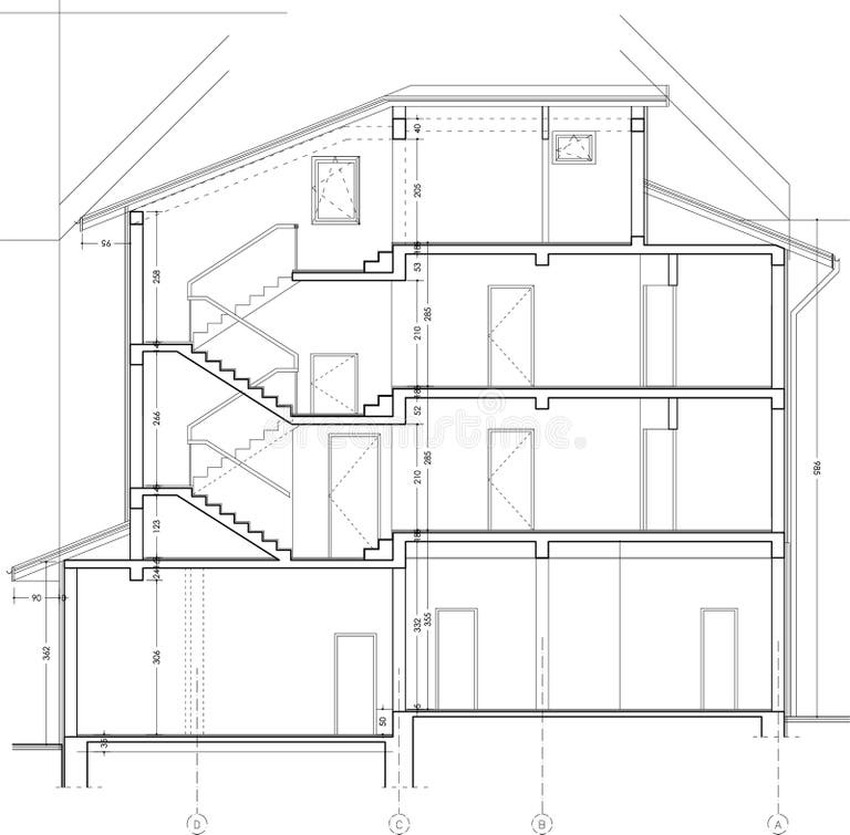 Building section drawing stock illustration. Illustration of drawing ...