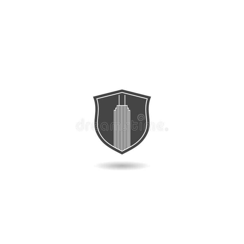 Building Security Icon Logo with Shadow Stock Vector - Illustration of ...