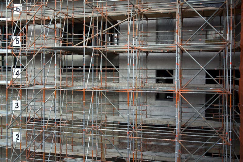 Building Security with a Solid Scaffold Stock Image - Image of security ...