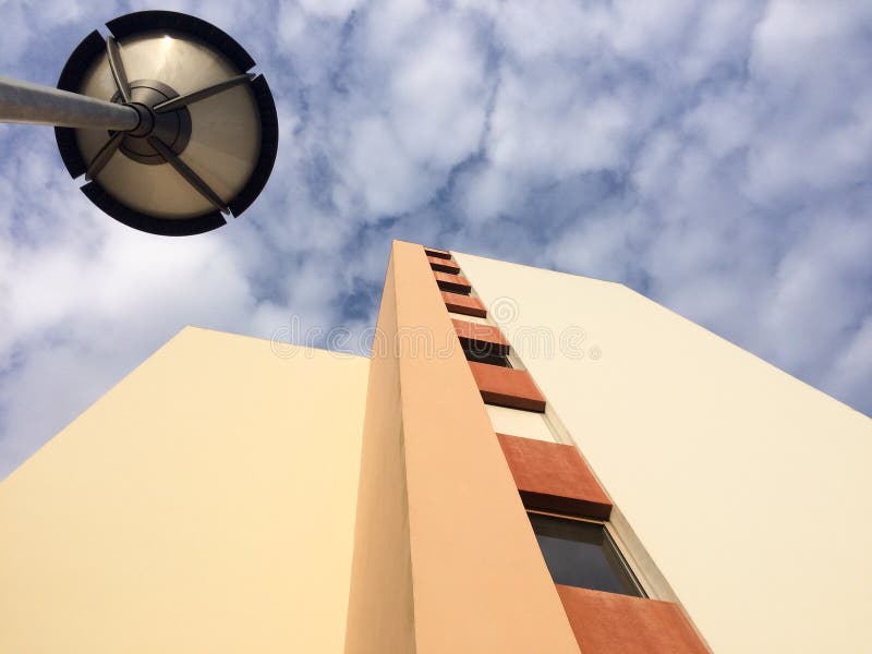 Building Seen from Below Low View with Street Lighting Stock Image ...