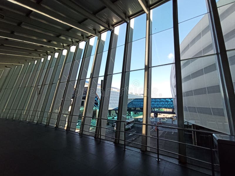 Building Seen from a Large Beautiful Window with Large Columns Stock ...