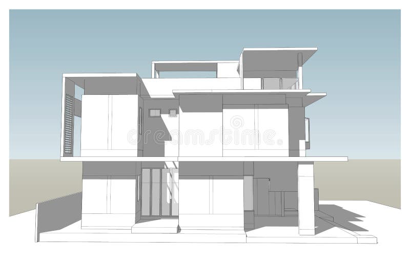 Building : Shade and Shadow Stock Illustration - Illustration of facade ...