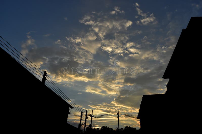 Building in Shadow with the Sunset Evening. Stock Image - Image of ...