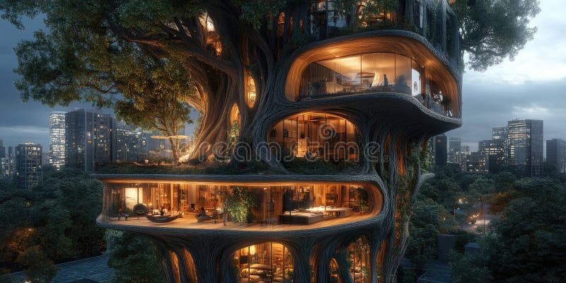 A Building Shaped Like a Massive Tree with Leaves for EcoFriendly ...