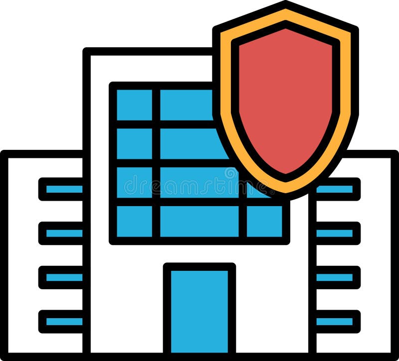 A Building with a Shield on Top of it Stock Vector - Illustration of ...