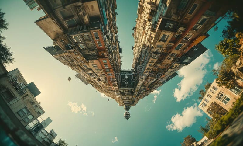 A Building is Shown from the Ground Up, with the Top of the Building ...