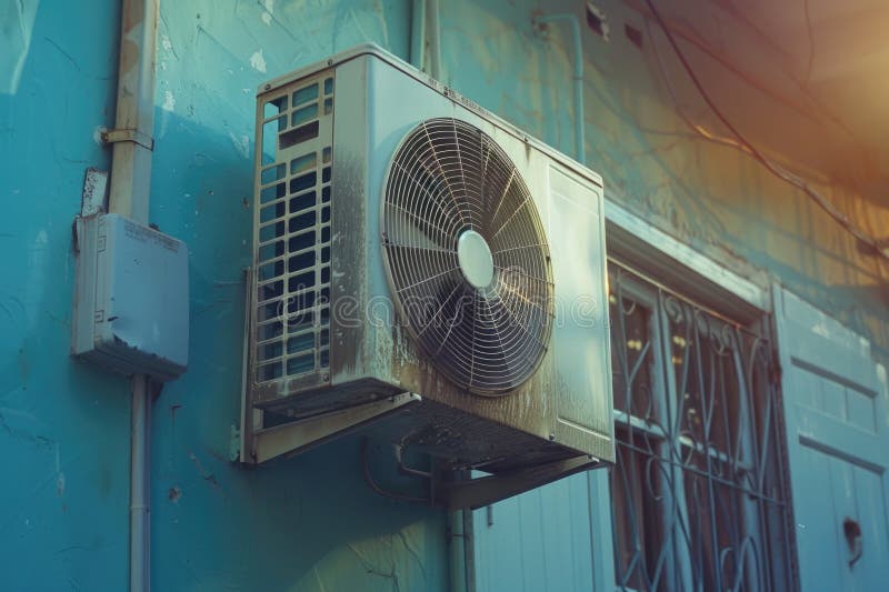 Building Side Air Conditioner Stock Photo - Image of system ...