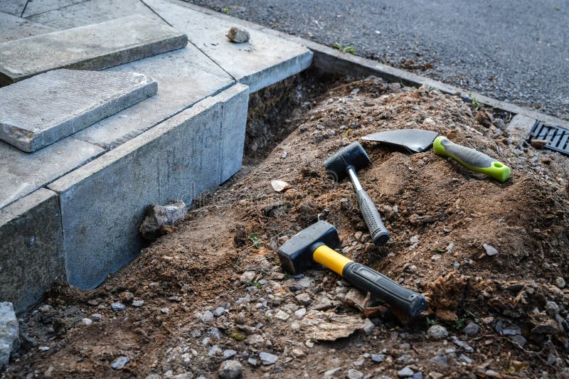 Building Side of Walkway Pavement Stock Image - Image of ground, paving ...