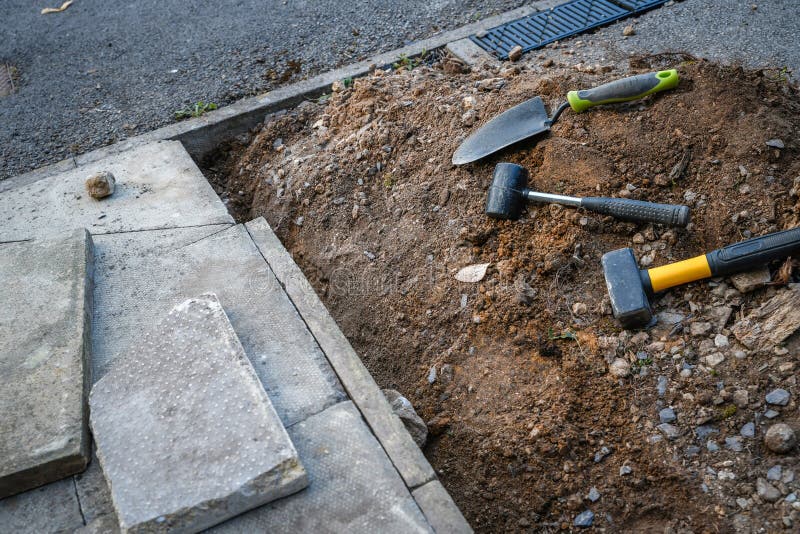 Building Side of Walkway Pavement Stock Photo - Image of road, brick ...